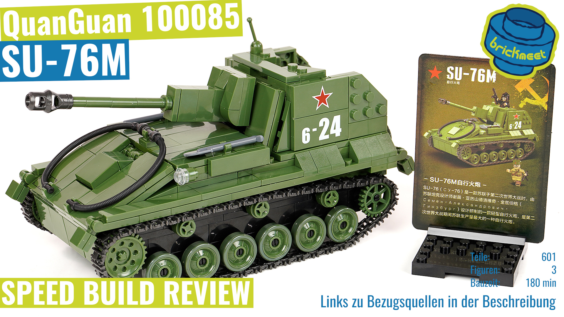 QuanGuan 100085 - SU-76M with interior (Speed Build Review) - BrickMeet DE